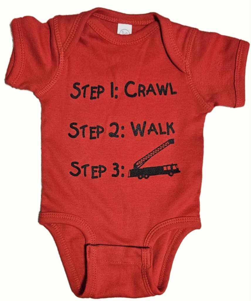 Infant Crawl, Walk, Fight Fires Onesie - Chicago Fire and Cop Shop
